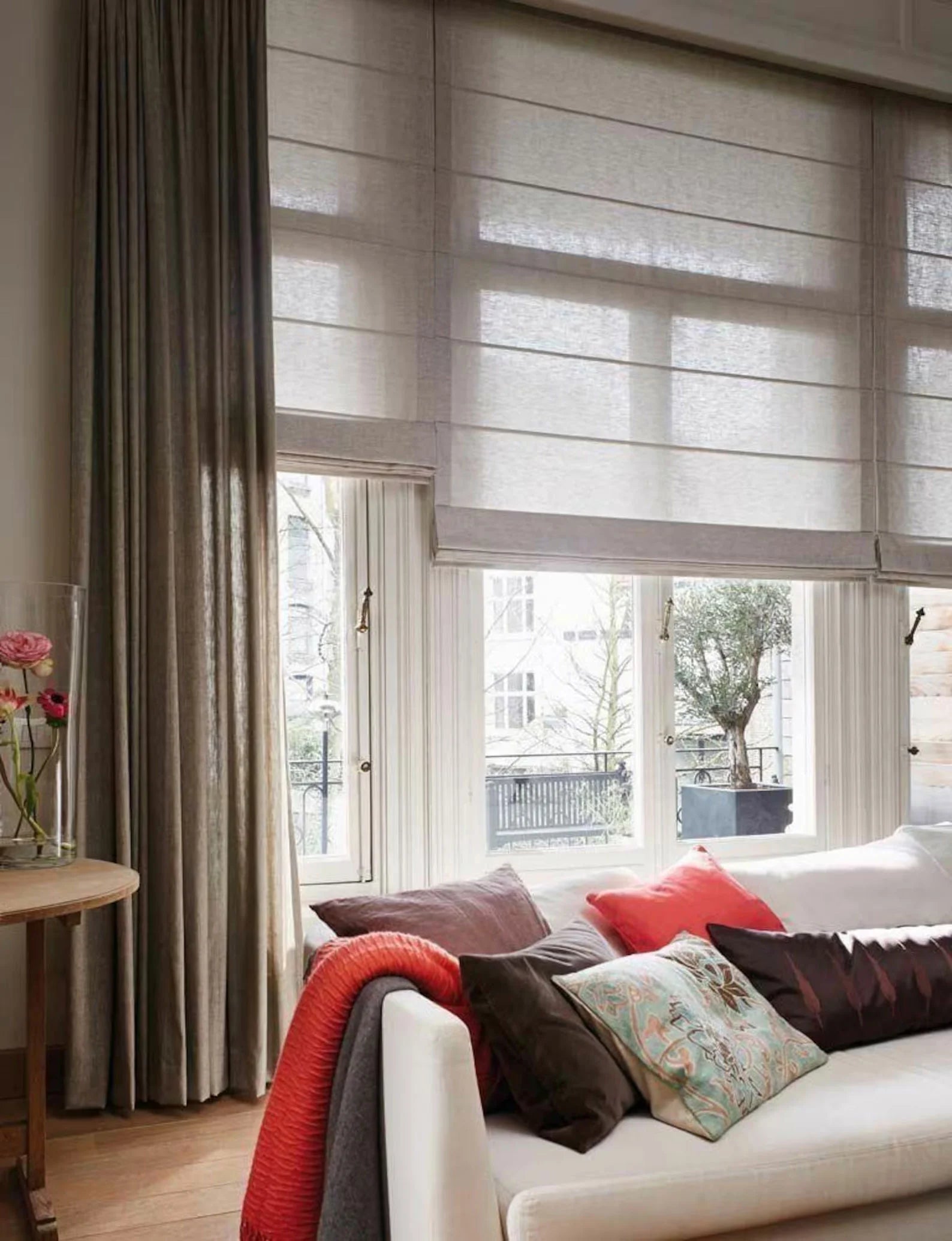 Custom linen Roman Shades CURTAINU Semi-shade series – curtainu